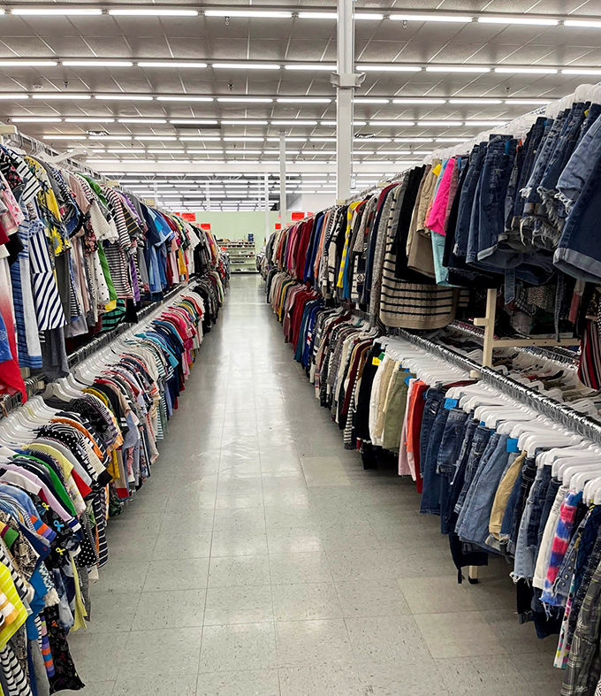 The denim highway&mdash;where jeans from every decade line up like a fashion timeline waiting for their second chance at stylishness.