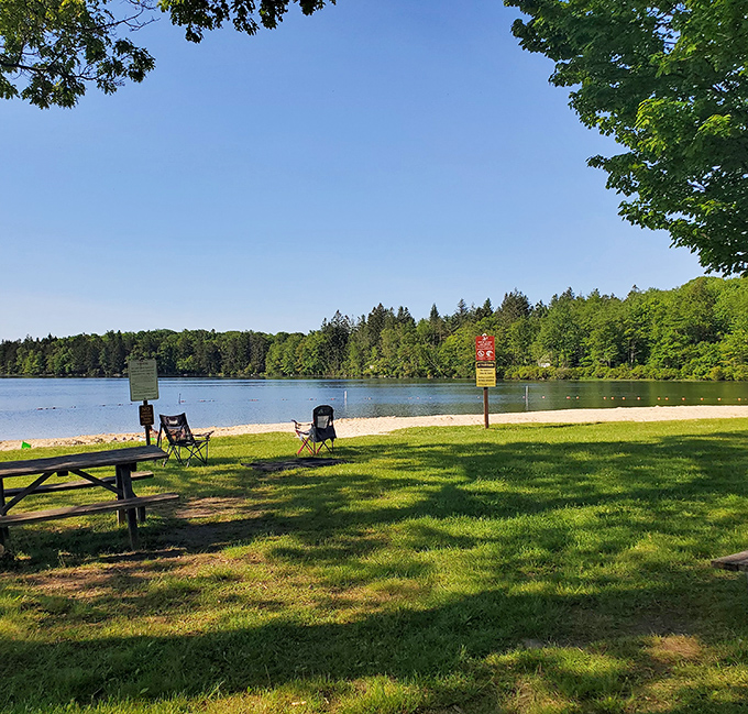 Nature's front-row seats await at the lakeside. Those empty chairs are practically begging you to sit down, unplug, and remember what clouds actually look like.