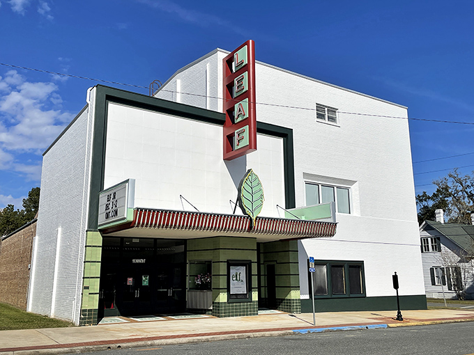 The Leaf Theater's Art Deco fa&ccedil;ade promises entertainment without the astronomical ticket prices of big-city venues. Small town, big personality.