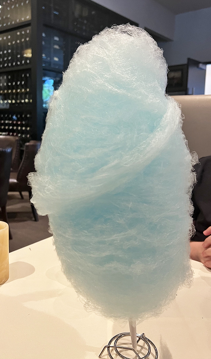 Cotton candy gets the gourmet treatment - this lime-colored cloud proves dessert can be both nostalgic and sophisticated simultaneously.