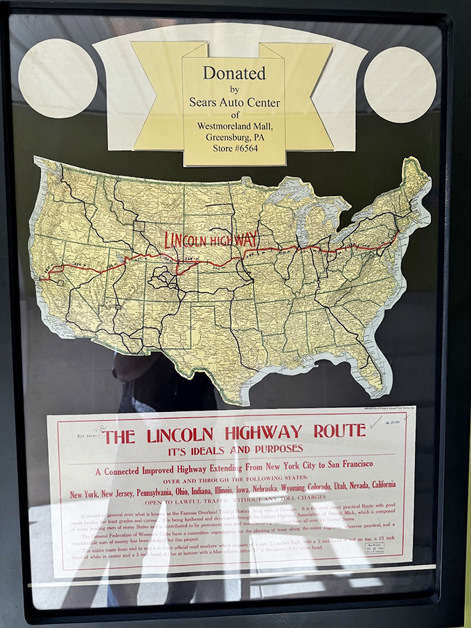 This vintage map traces the ambitious 3,389-mile route from Times Square to San Francisco, America's first transcontinental highway dream laid bare.