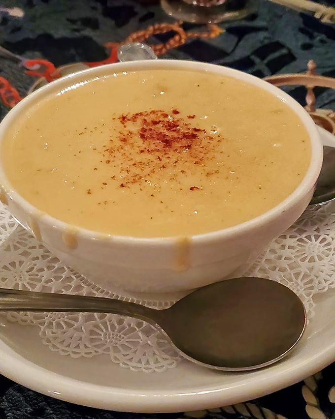 This isn't just soup&mdash;it's a creamy seafood sonnet in a bowl, with that sprinkle of spice adding the perfect punctuation mark.