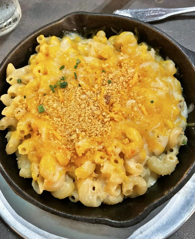 Mac and cheese elevated to art form status, proving that some comfort foods deserve their own museum exhibit space.