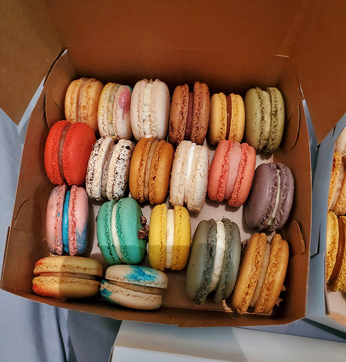 A rainbow of macarons nestled in their box like precious jewels&mdash;each one a perfect sandwich of meringue and filling that crumbles just right.