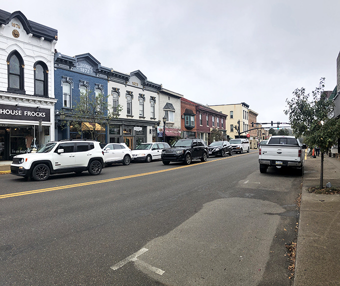 Market Street's colorful facades create a real-life Norman Rockwell painting where modern commerce and historical preservation shake hands daily.