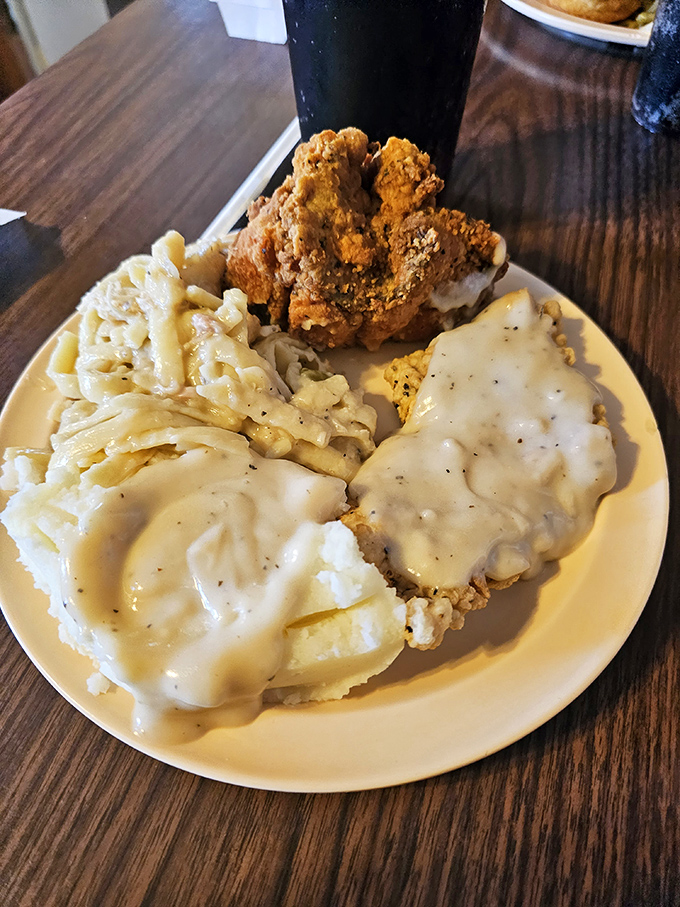 Mashed potatoes that would make your grandmother both proud and jealous. The green beans aren't just an afterthought&mdash;they're part of the magic.