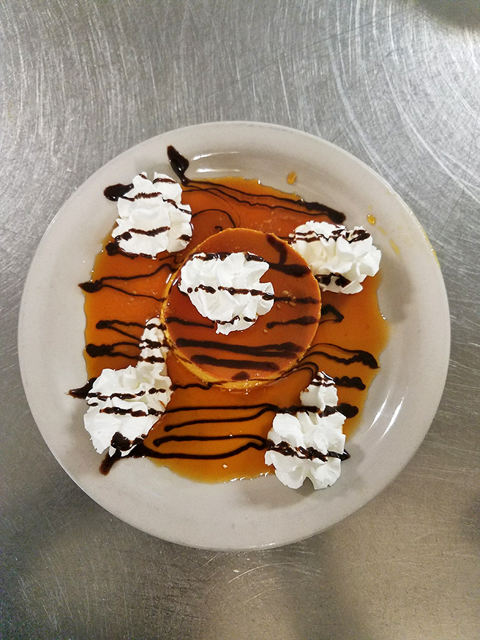 Mexican flan crowned with whipped cream dollops creates the kind of dessert dreams that linger long.