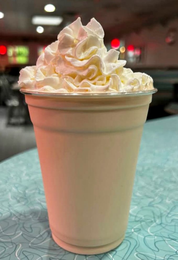 A milkshake so thick it defies gravity &ndash; the whipped cream mountain on top is just showing off at this point.