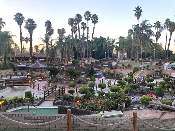 Miniature golf courses wind through lush palm trees and carefully maintained landscaping. Even terrible putters (like me) can appreciate these scenic greens at sunset.