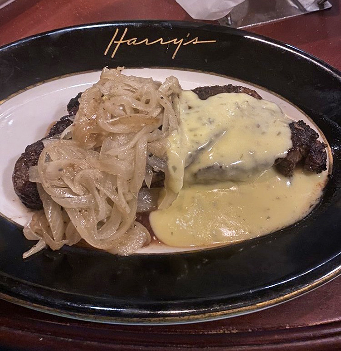 New York strip meets caramelized onions and creamy sauce - a partnership more successful than most Hollywood marriages from the golden age.