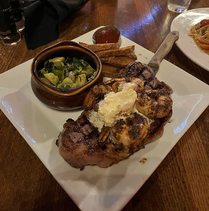 This French onion soup isn't messing around &ndash; a bubbling cauldron of sweet onions and melted cheese that demands your full attention.