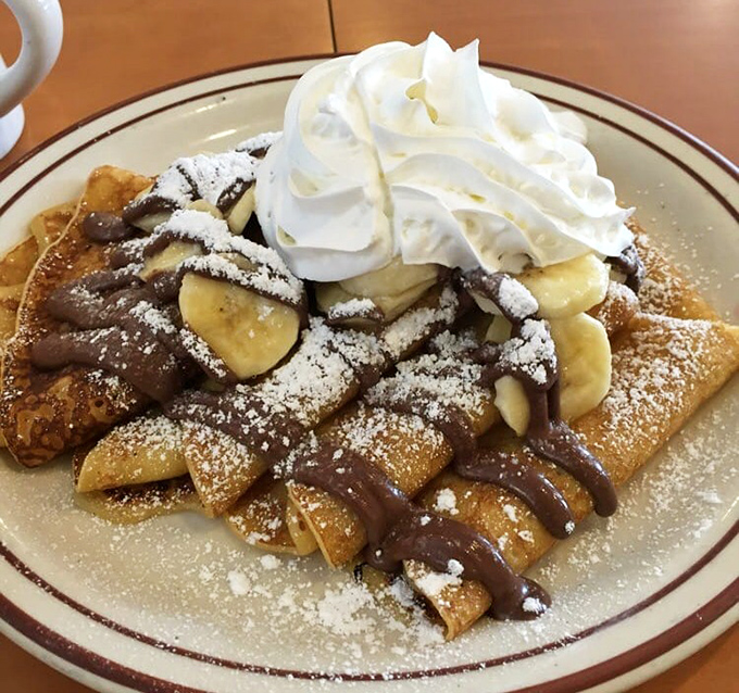 Dessert masquerading as breakfast&mdash;and nobody's complaining! These Nutella banana crepes with their mountain of whipped cream make "most important meal" sound like an understatement. 