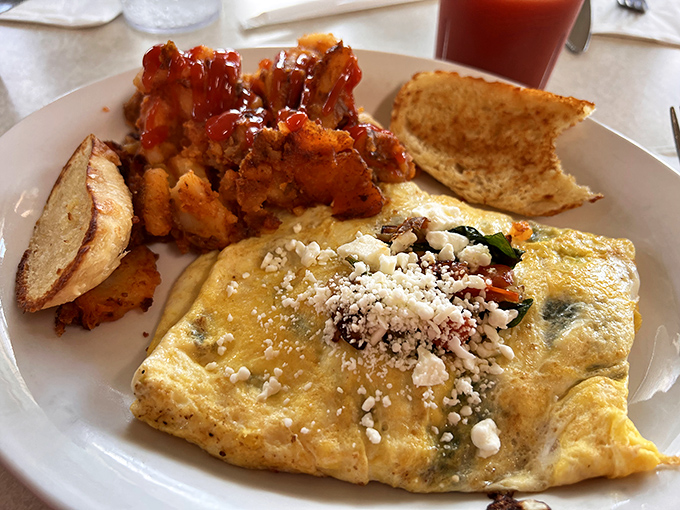 This Greek-inspired omelet doesn't just feed your hunger&mdash;it tells a story of perfect technique, with feta cheese melting into every fluffy fold.