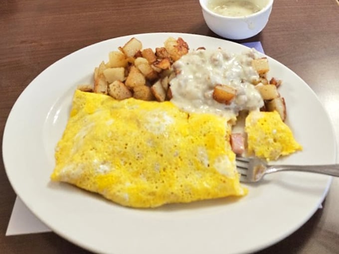 This omelet demonstrates that breakfast excellence extends far beyond the morning hours at Byler's.