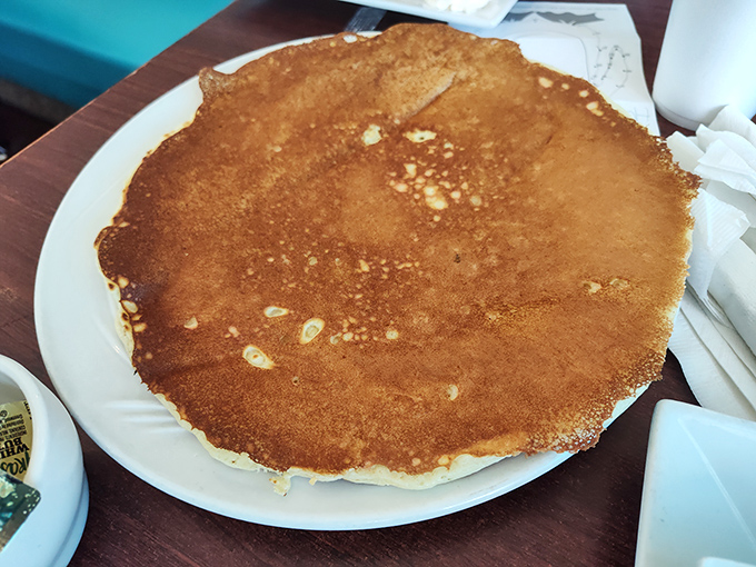 This pancake could double as a manhole cover, except it's infinitely more delicious and socially acceptable to eat.