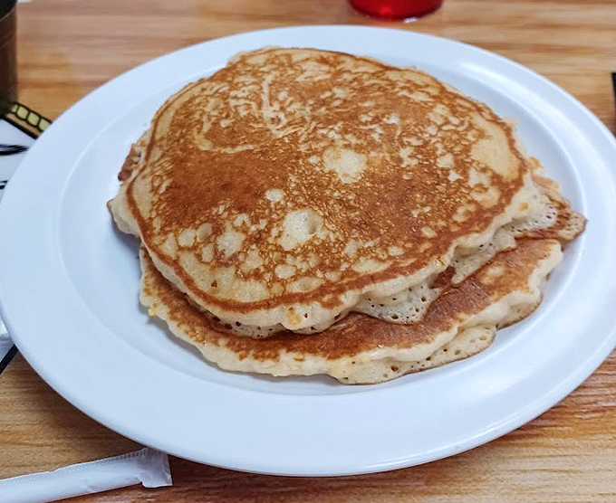 Golden pancakes with the perfect balance of fluff and substance. The kind that make you forget about your diet immediately.