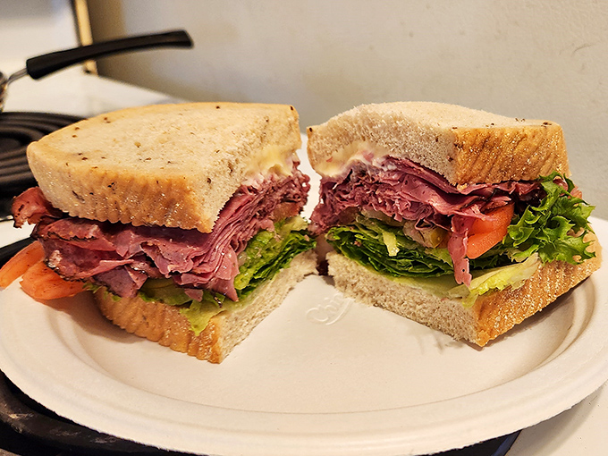 Pastrami stacked so high it deserves its own zip code. The kind of sandwich that makes you wonder why you ever eat anything else.