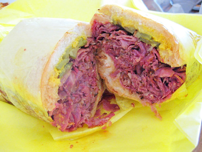 Not so much a sandwich as a meat monument&mdash;this pastrami masterpiece requires both hands, several napkins, and absolutely zero regrets.