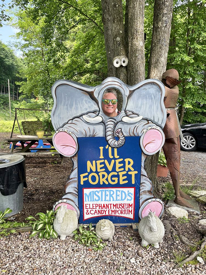 I'll Never Forget indeed! This photo op perfectly captures the spirit of Mister Ed's—playful, punny, and irresistibly shareable.