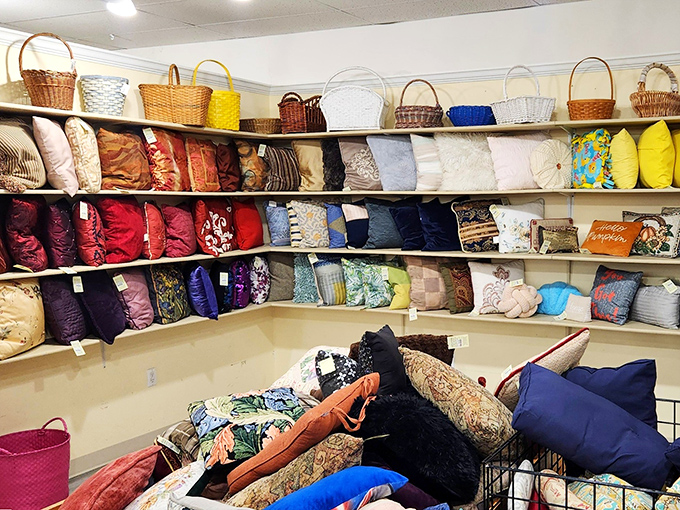 A pillow paradise that would make any home decorator's heart skip a beat. Comfort by the cubic yard.