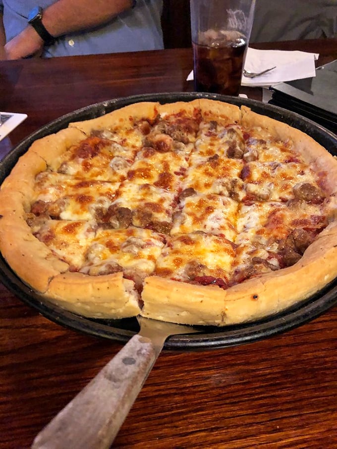 When pizza meets pub, magic happens - just look at that bubbling cheese calling your name from across the room.