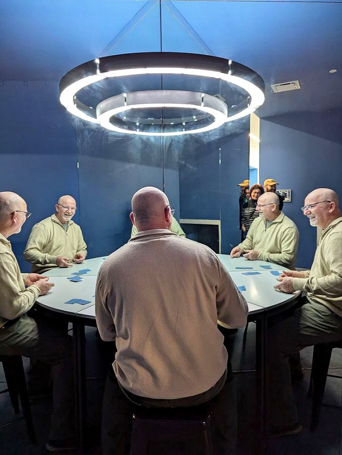 Even Einstein would need a moment to process what's happening at this mind-bending card table.