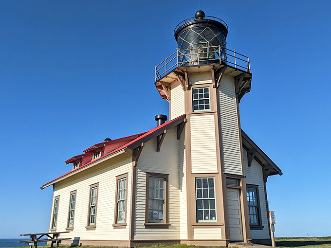 Point Cabrillo Lighthouse stands sentinel over the Pacific, a postcard-perfect reminder that some things are worth preserving just as they are.
