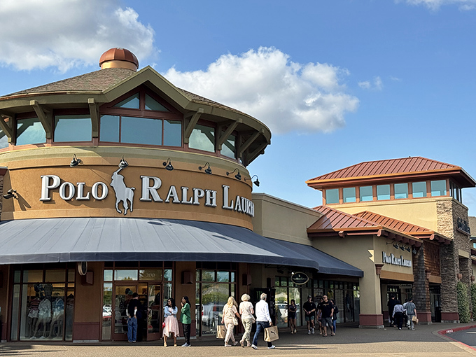 Polo Ralph Lauren's distinctive circular turret design makes it the castle of casual luxury. The little pony logo never looked so architecturally impressive.