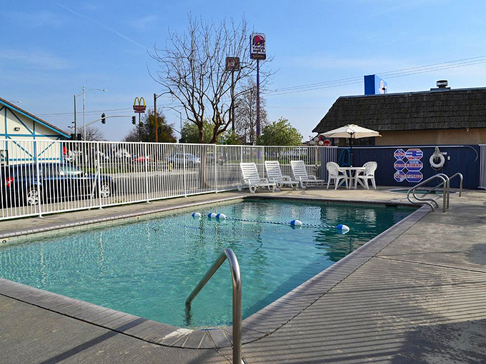 When California temperatures soar, this no-frills pool becomes the town's most coveted real estate. Simple pleasures beat fancy resorts any day.
