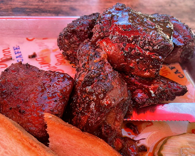 These burnt ends aren't just pork belly &ndash; they're little cubes of caramelized heaven that dissolve into a symphony of sweet, smoky, and savory.