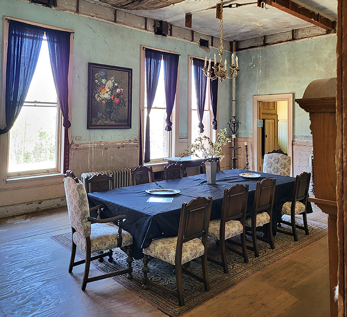 Step inside Preston Castle's dining room where the chandelier has witnessed more California history than most textbooks ever cover.