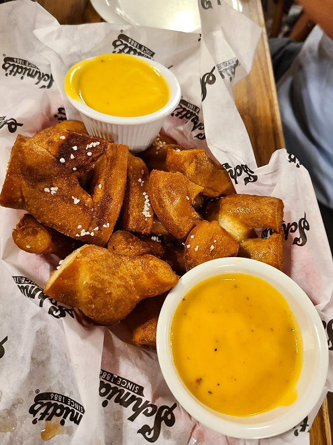 Golden-brown pretzel bites that crunch like autumn leaves, paired with mustard that kicks your taste buds into high gear. Carb heaven exists, and it's right here.