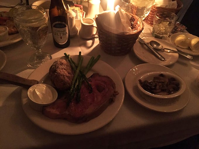 Candlelight dining at its finest&mdash;prime rib cooked to that perfect shade of pink that makes meat lovers go weak in the knees.
