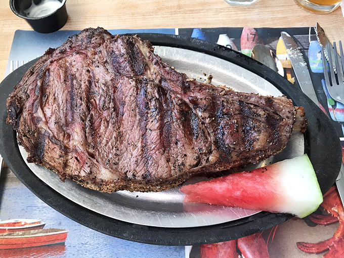 This isn't just a steak; it's a reminder that Old Salty's doesn't just excel at seafood. The char marks tell stories of perfect grilling technique.
