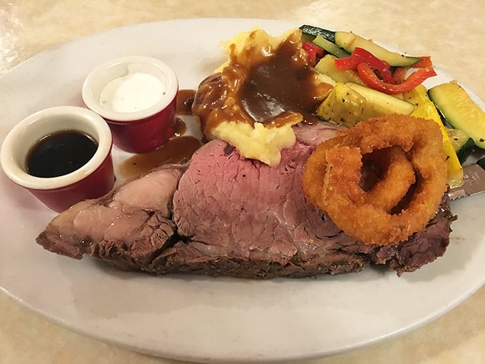 Prime rib that doesn't need a special occasion, just your appetite. Those onion rings aren't supporting actors&mdash;they're co-stars in this meaty masterpiece.