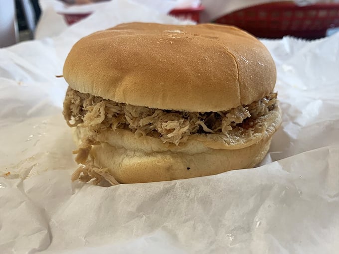 The pulled pork sandwich in its purest form &ndash; no fancy garnishes needed when the meat has been kissed by smoke for hours and tucked into a pillowy bun.