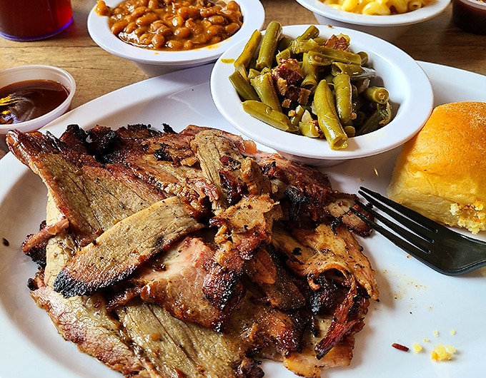 Pot roast that reminds you of Sunday dinners at grandma's, if grandma had a professional smoker and serious BBQ skills.
