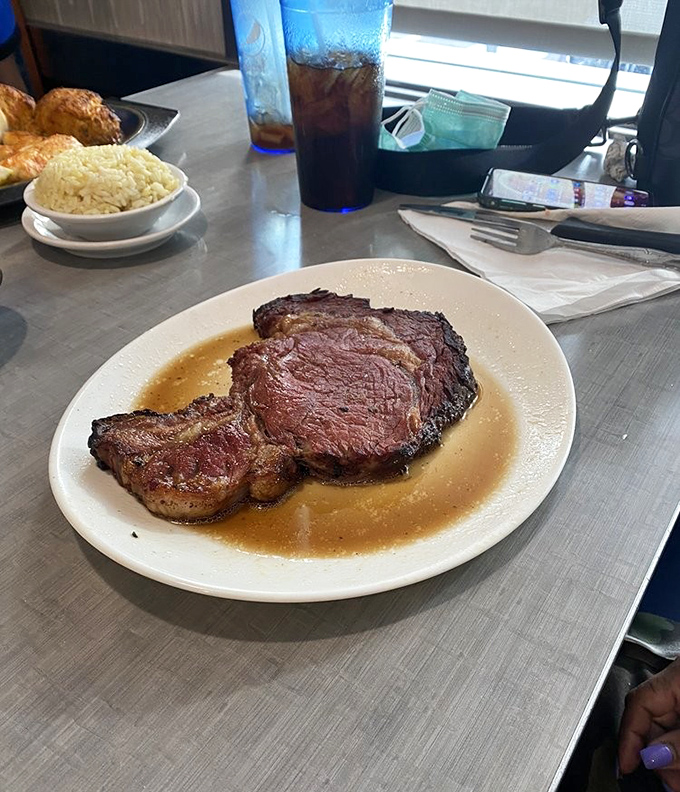 The prime rib doesn't just steal the show &ndash; it buys the theater and rewrites the script. Perfectly pink, gloriously juicy, and portioned for someone who skipped lunch... yesterday.