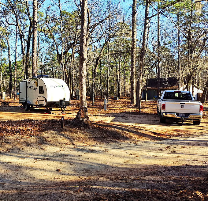 RV camping for those who want nature but aren't ready to give up indoor plumbing. Brilliant compromise, if you ask me. 