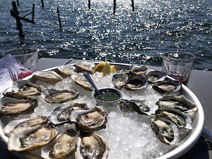 Oysters on the half shell with the bay as backdrop—talk about farm-to-table! The ocean's finest jewels served on ice.