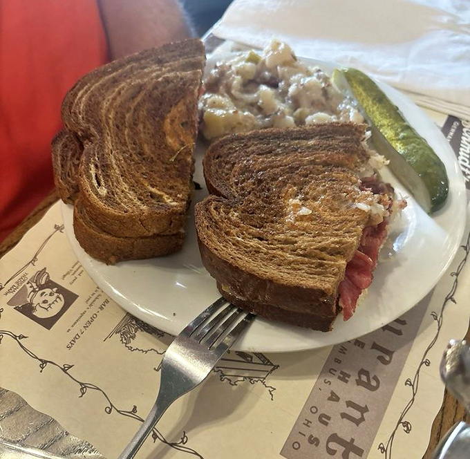 The Reuben sandwich here doesn't mess around&mdash;marbled rye, perfectly brined corned beef, and sauerkraut that's earned its place at the table.
