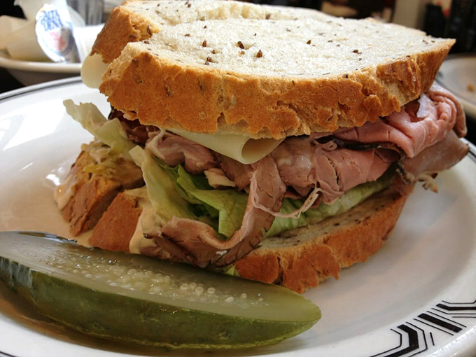 A proper deli sandwich should require both hands and a strategy. This roast beef masterpiece demands respect and provides rewards.