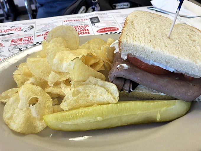 A sandwich so straightforward it doesn't need to brag&mdash;white bread, cold cuts, chips, and a pickle spear that stands at attention.