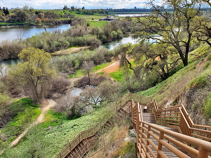 Stairway to heaven? No, just a gorgeous trail overlooking the river &ndash; California's natural beauty without the coastal price tag.