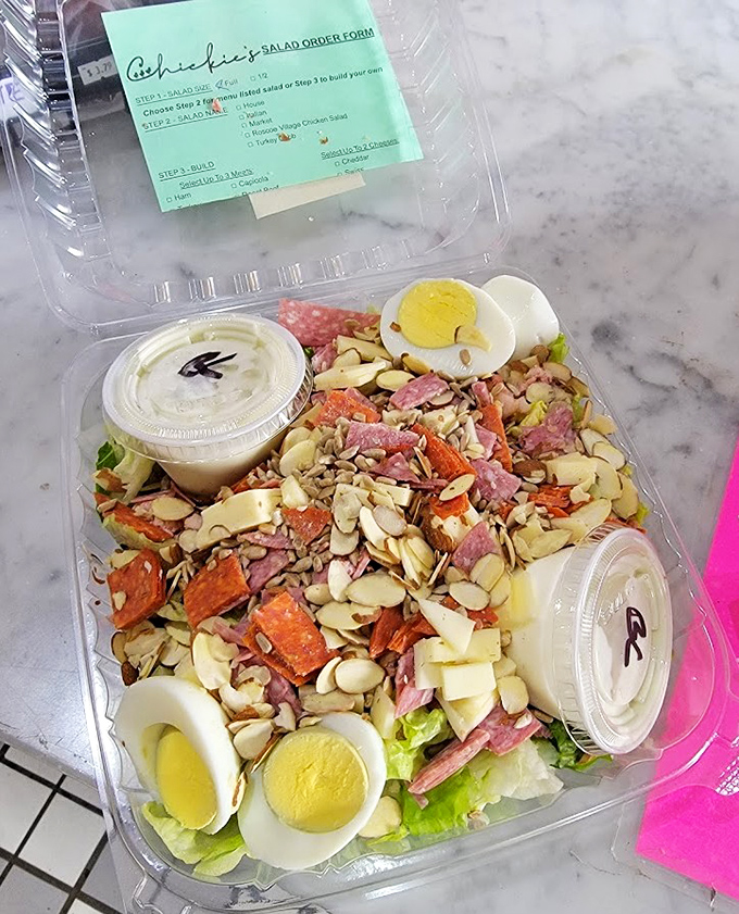 A salad that defies the "sad lunch" stereotype &ndash; loaded with meats, cheese, nuts, and eggs, it's what vegetables dream of becoming when they grow up.