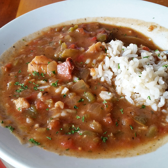 The Seafood Gumbo brings New Orleans to the Emerald Coast&mdash;a slow-cooked masterpiece that's worth every savory, spicy spoonful.