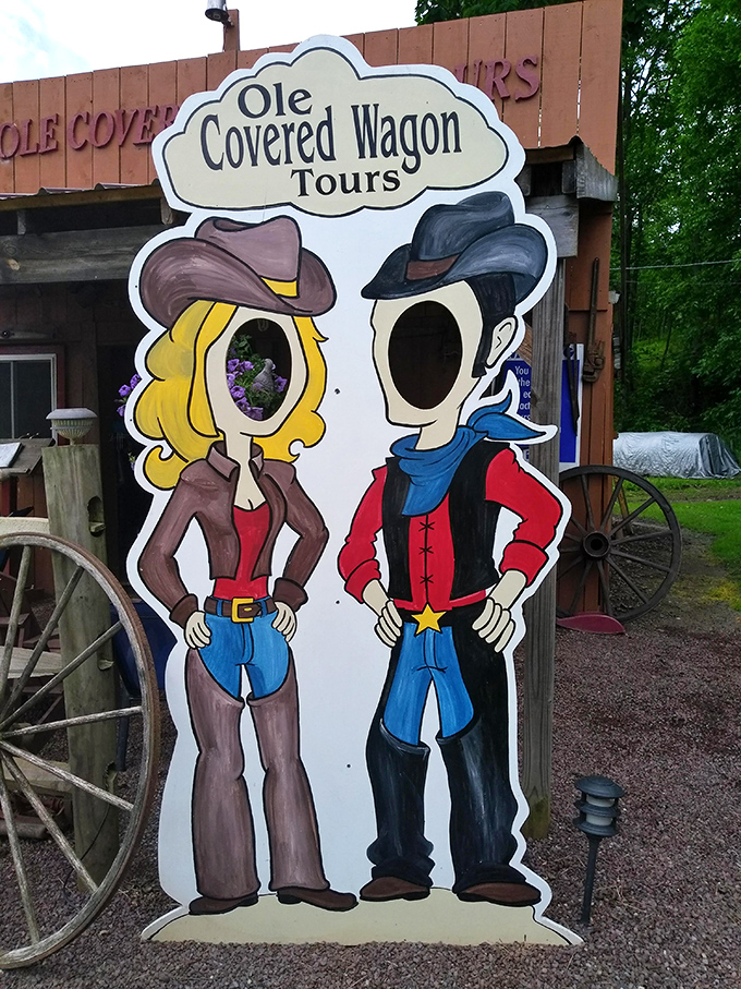 The Old West comes alive with this playful photo opportunity&mdash;where modern visitors can literally put themselves in the picture of frontier life.