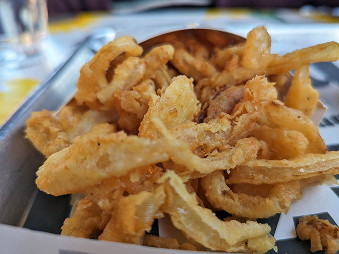 Crispy, golden, addictive &ndash; these shoestring onions aren't sidekicks, they're scene-stealers. Like potato chips and onion rings had a delicious love child.