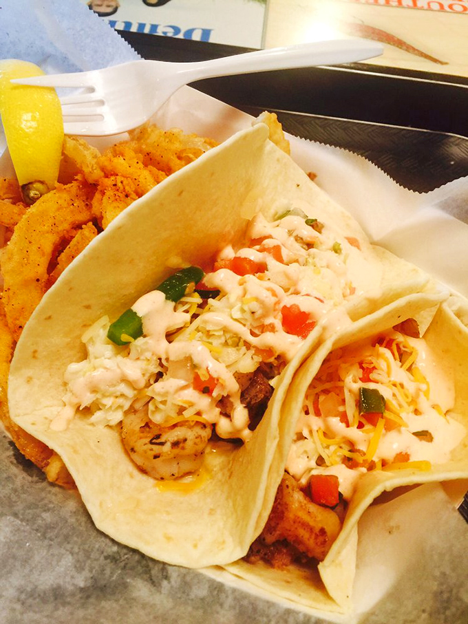 Seafood tacos that make you wonder why you'd ever eat them anywhere but within sight of the water that supplied them.