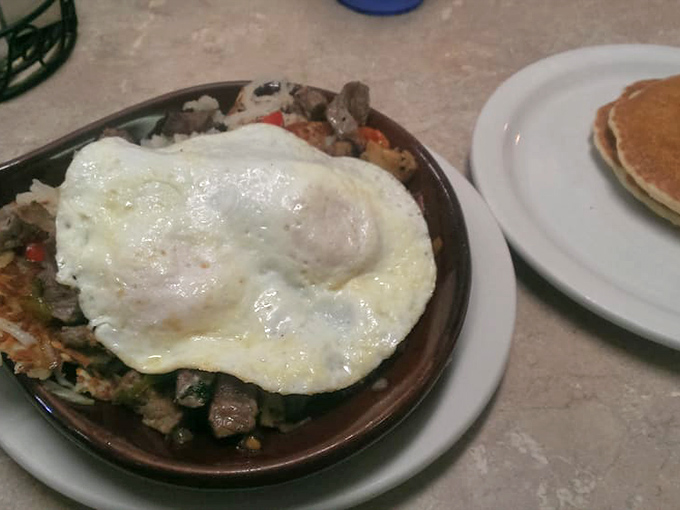 A hearty skillet topped with a sunny-side-up egg&mdash;proof that breakfast is the most important meal of the day and possibly the most delicious.